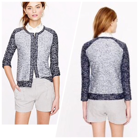 J. Crew | Jackets & Coats | J Crew Boucl Jacket In Indigo Colorblock ...
